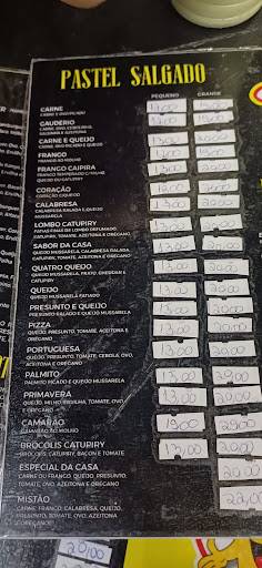 Carta del restaurante Point do Pastel, Florianópolis