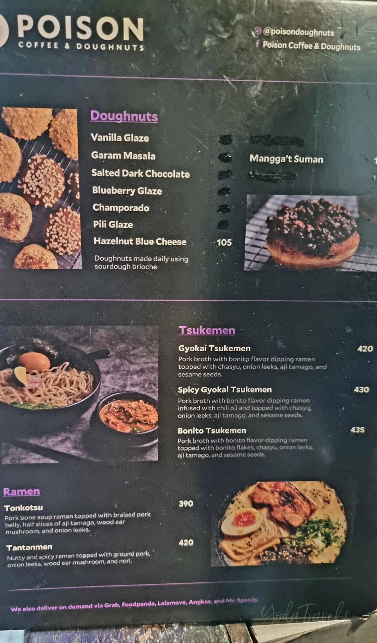 Menu at Poison Coffee & Doughnuts cafe, Makati, Karrivin Plaza