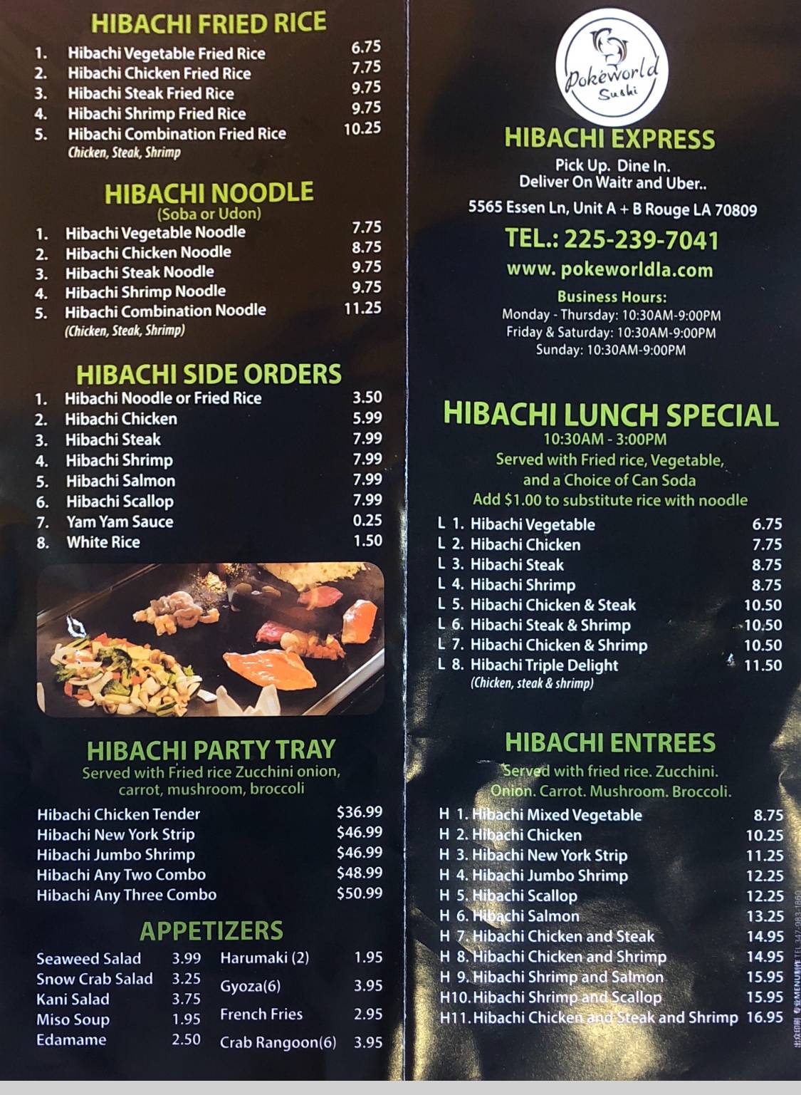 Menu at Pokeworld - Hibachi Express restaurant, Baton Rouge