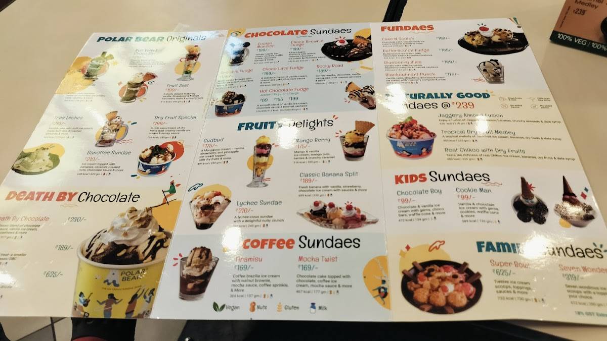 Menu at Polar Bear Ice Cream Sundaes - Vijaya Bank Layout, Bengaluru