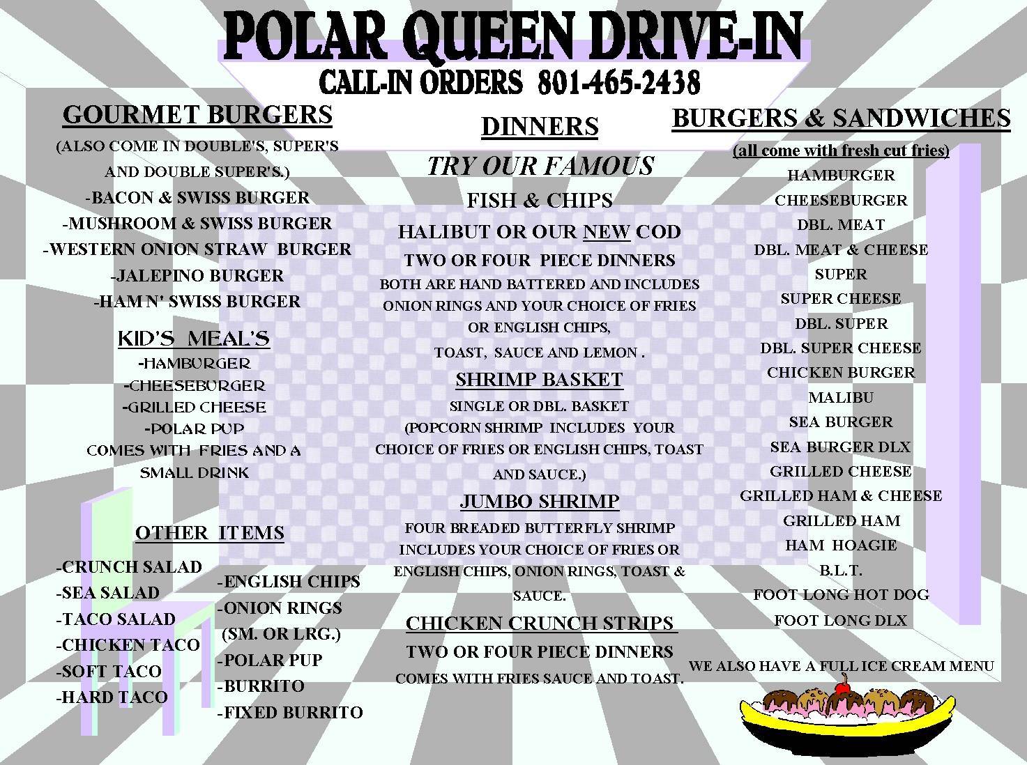 Menu at Polar Queen Drive Inn fast food, Payson