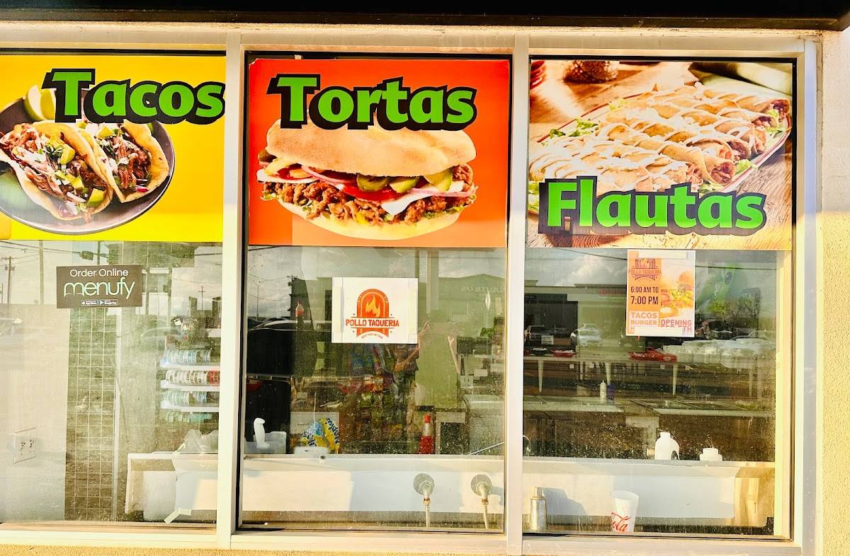 Menu at Pollo Taqueria restaurant, Sherman