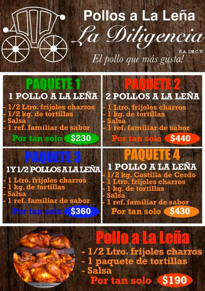 Menu at Pollos A La Leña La Diligencia restaurant, Ciudad Valles, Av ...