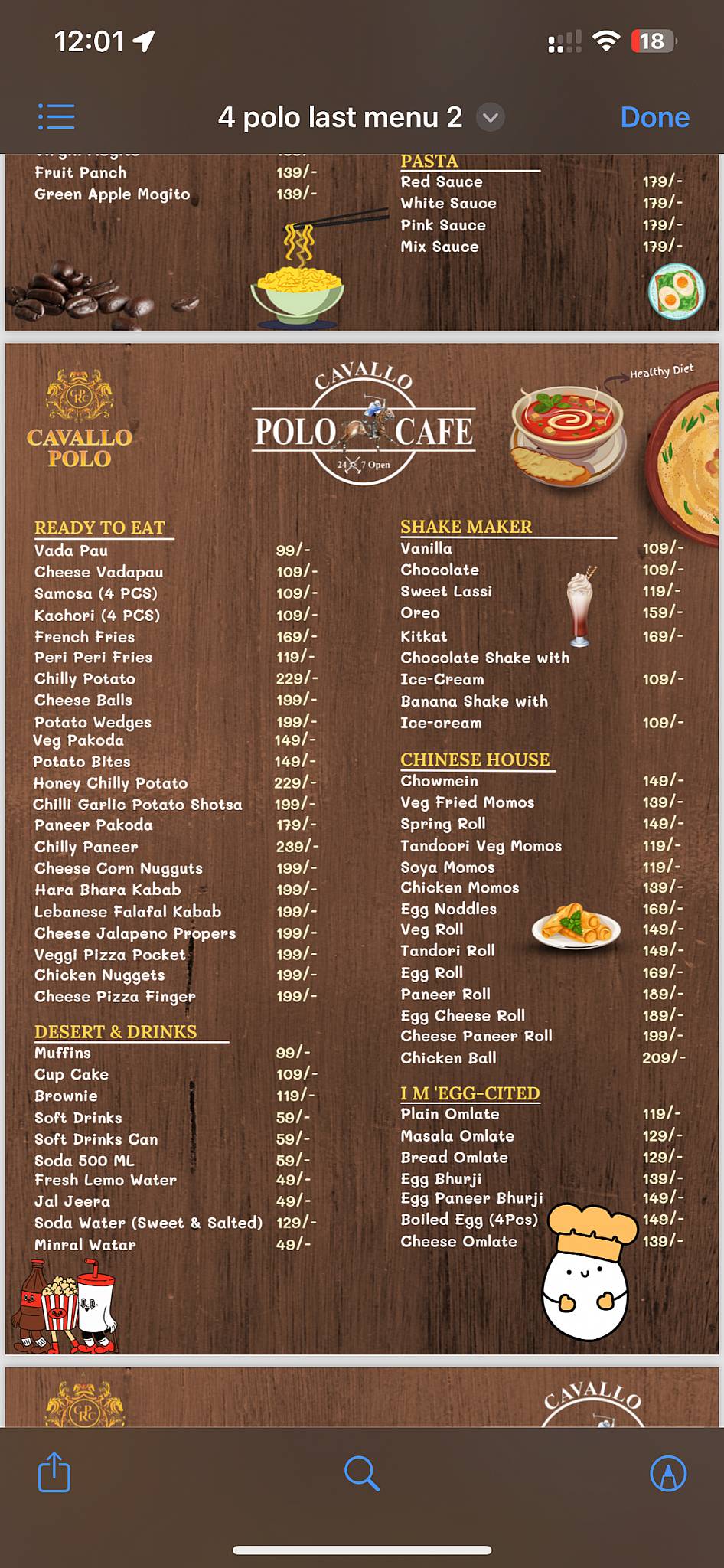 Menu at Polo Cafe, Jaipur, Airport enclave