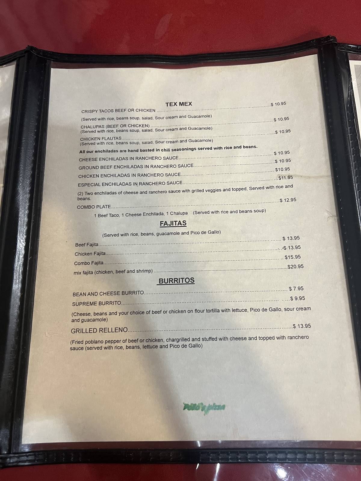 Menu at Polo's Pizza pizzeria, Hubbard