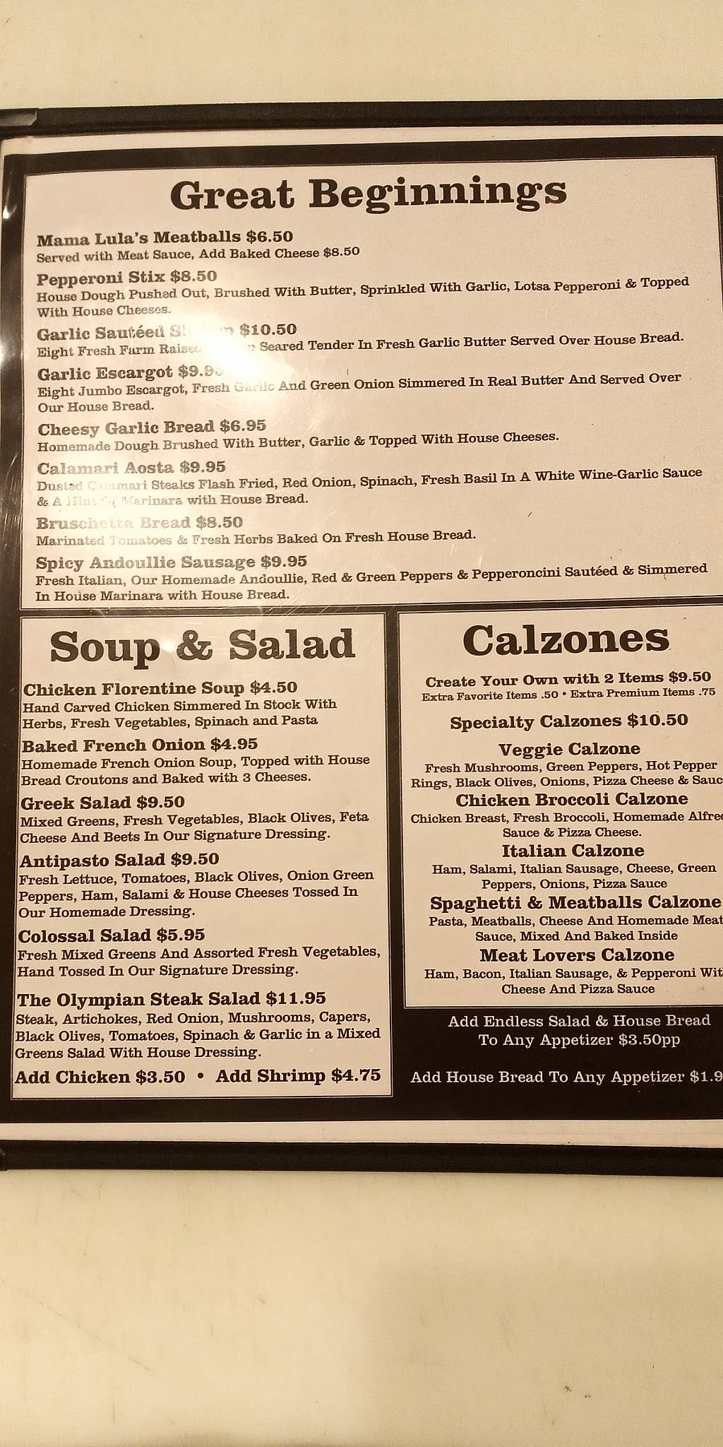 Menu at Pompeii's Pizzeria & Italian Eatery, Port Huron