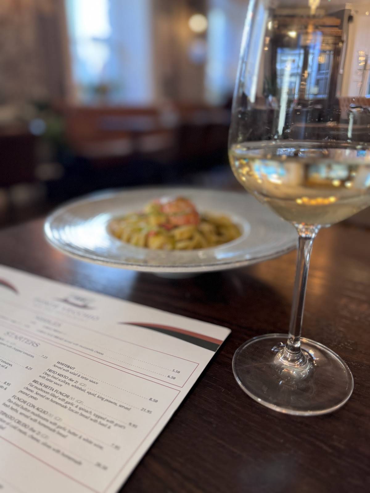 Menu at Ponte Vecchio restaurant, Tiverton