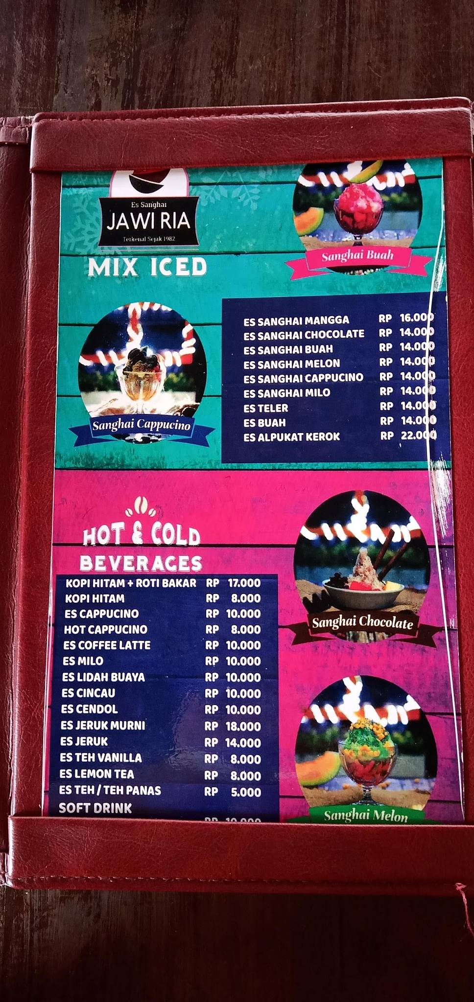 Menu at Jawi Ria restaurant, Pontianak, W8XV+FPH
