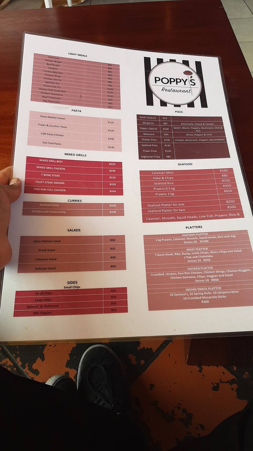 Menu at Poppy's Restaurant, Randburg, Corner Beyers Naude Drive and