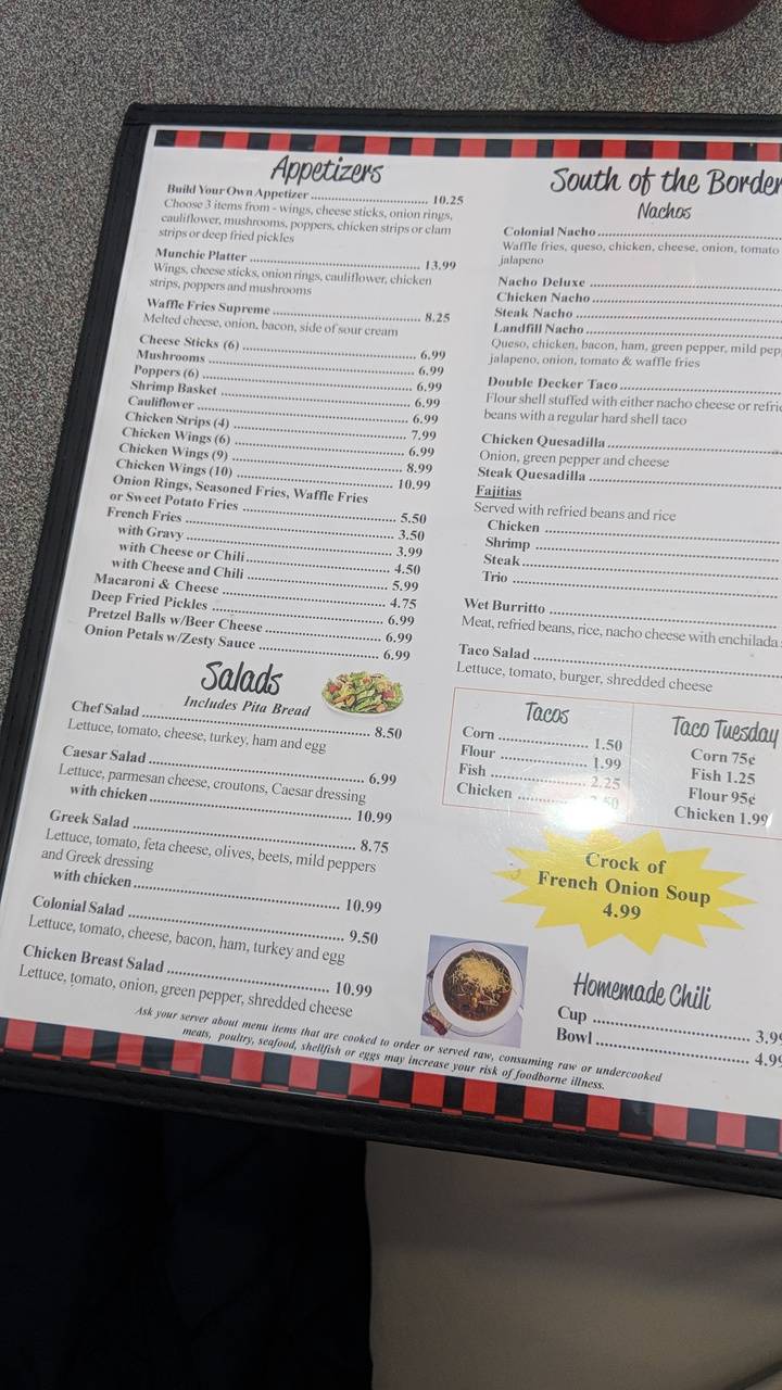 Menu at Anne's Diner restaurant, Port Huron