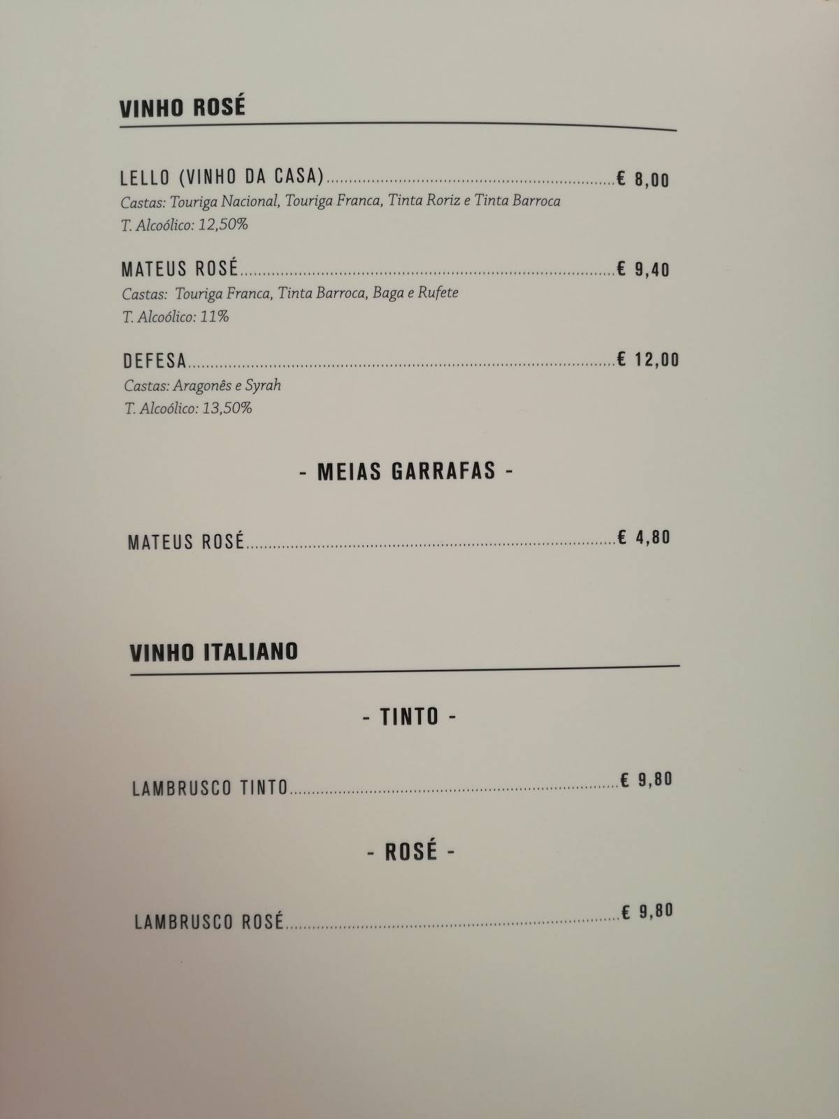 Menu em Restaurante Varanda Da Barra, Porto