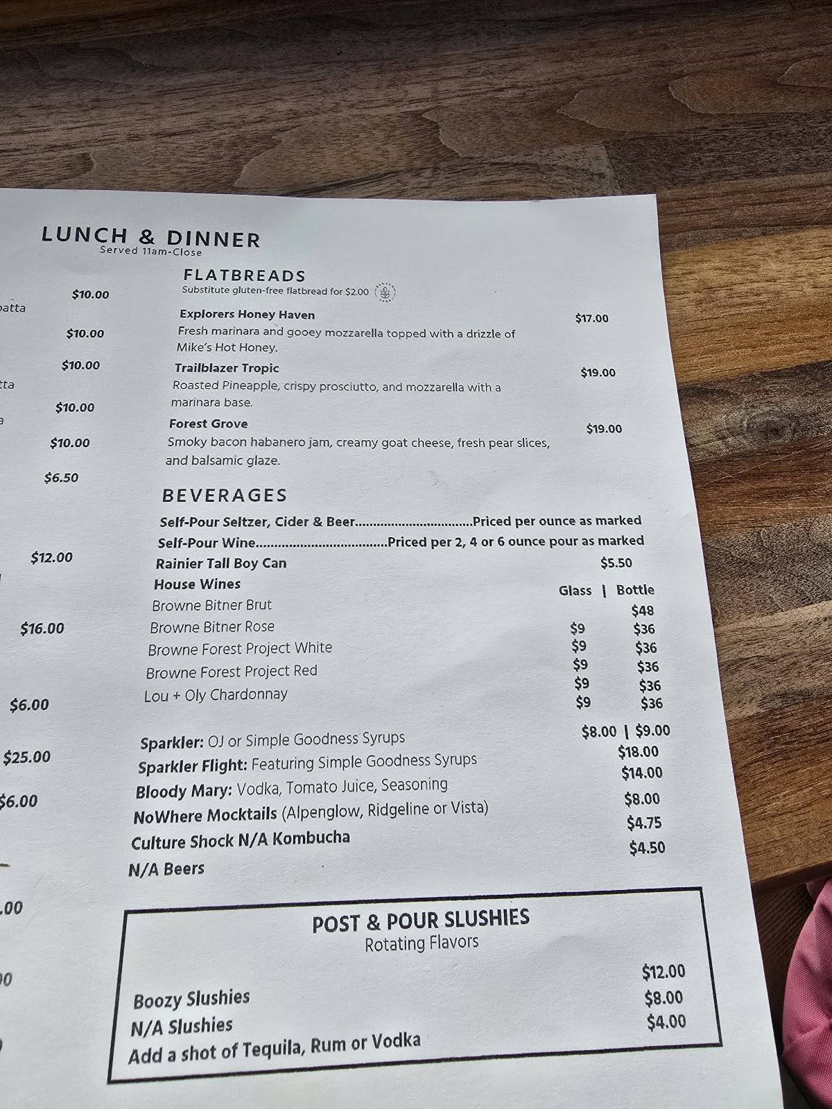 Menu at Post & Pour pub & bar, Bonney Lake