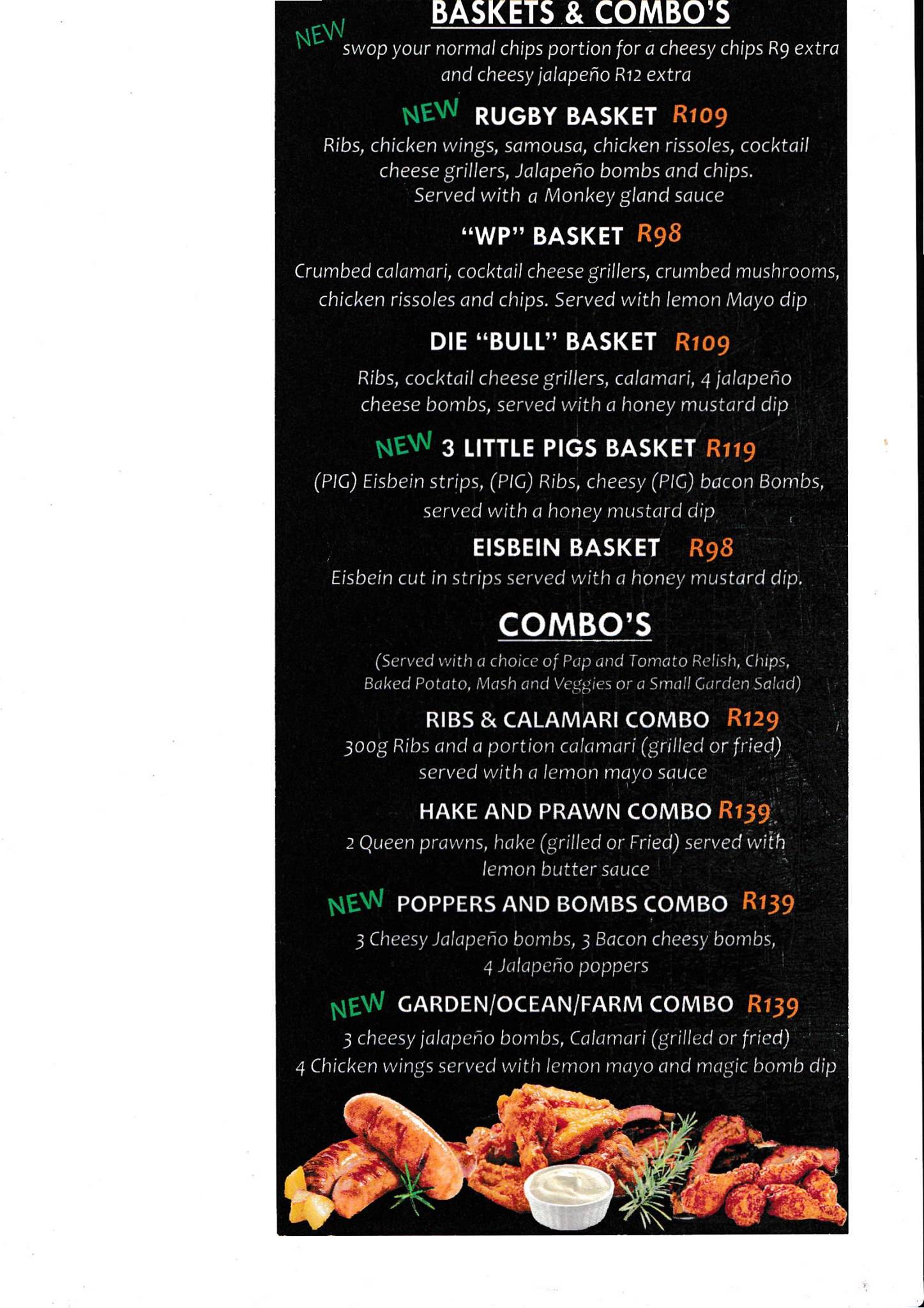 Menu at Oppiplaas restaurant, Pretoria