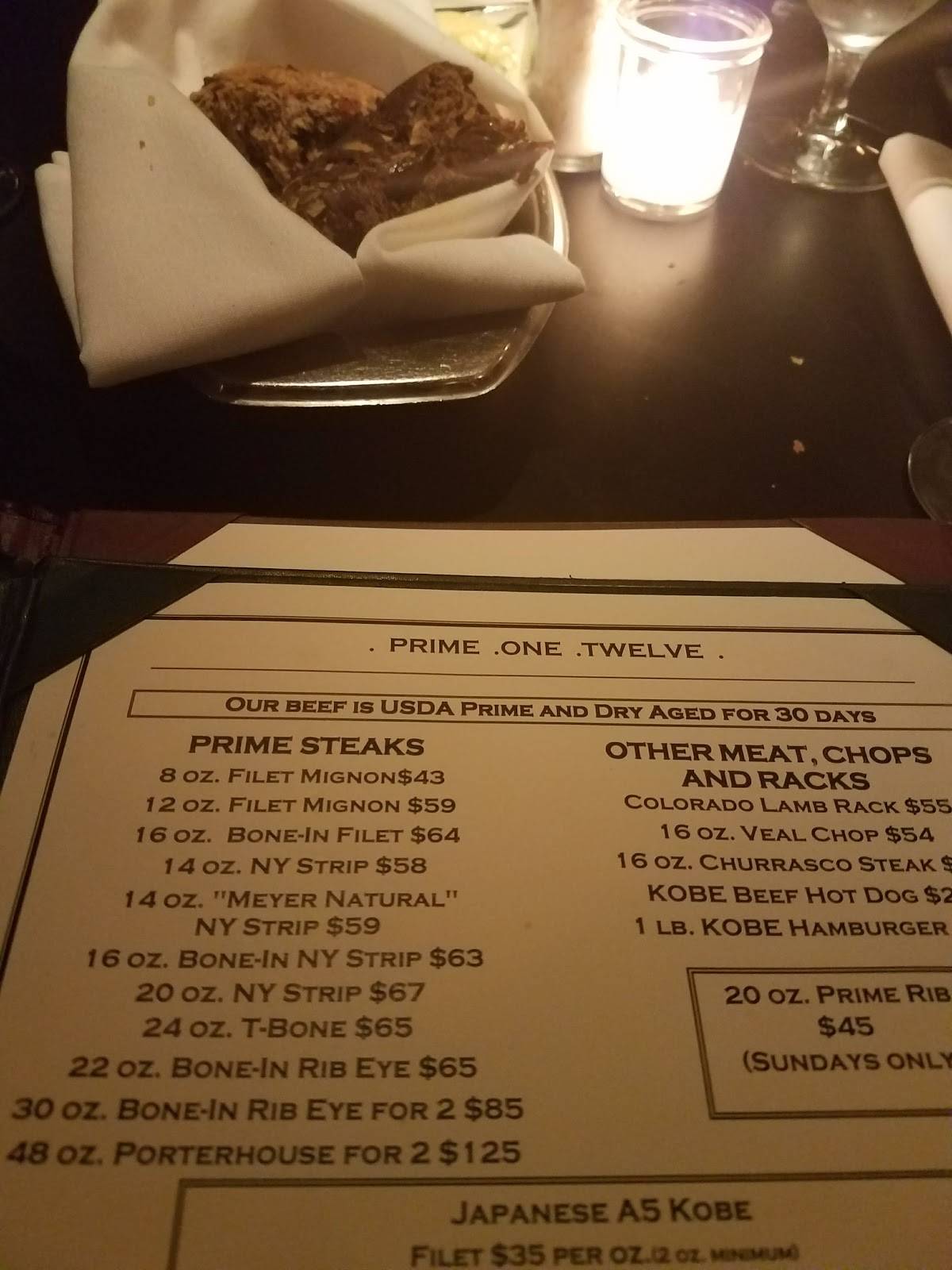 Menu at Prime 112 Restaurant, Miami Beach