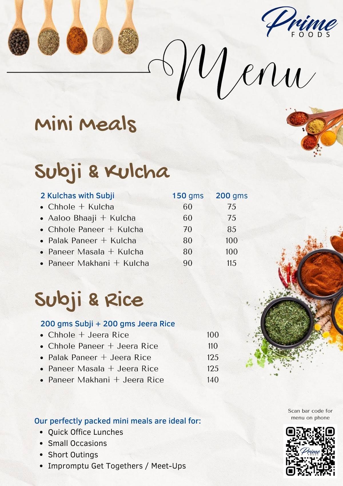 Menu at Prime Food, Navsari