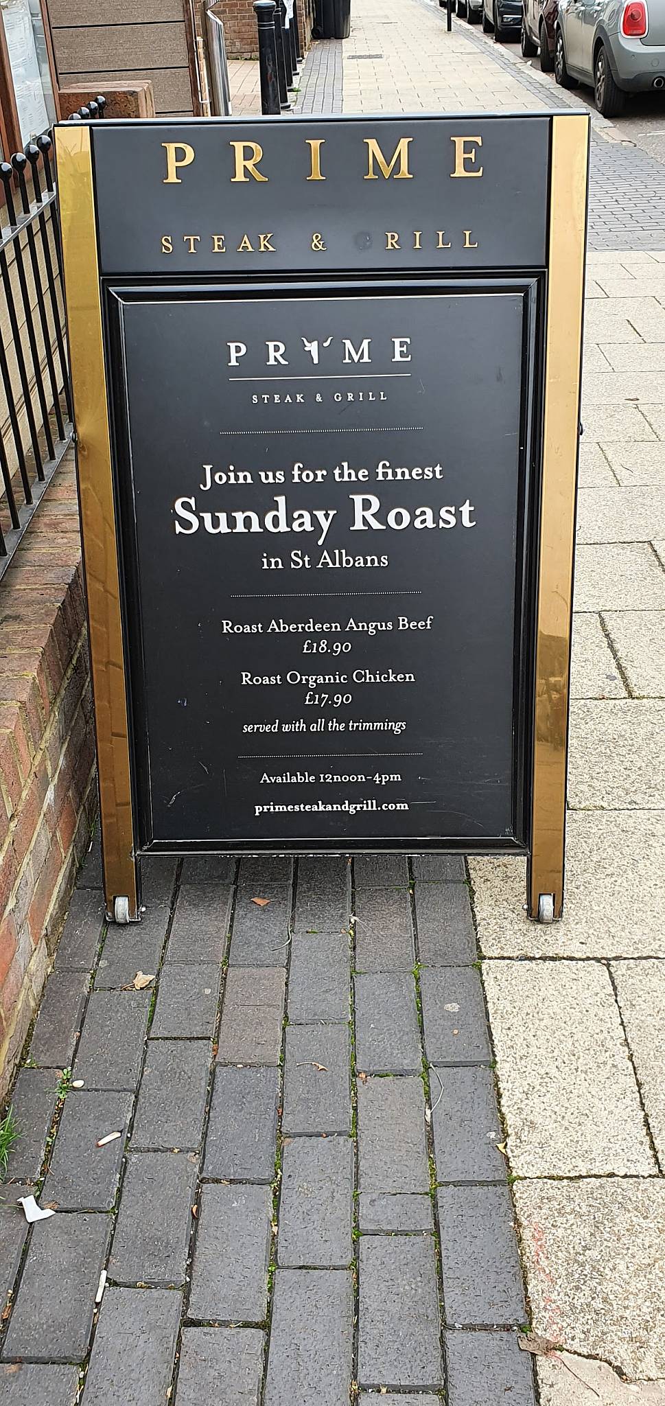 Menu at Prime Steak and Grill steakhouse, St Albans, 83-85 London Rd