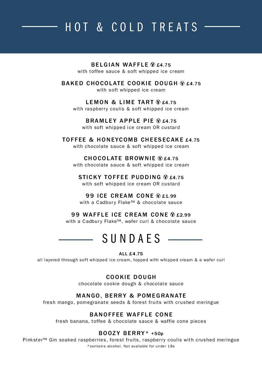 Menu at Prince George pub & bar, Milton Keynes