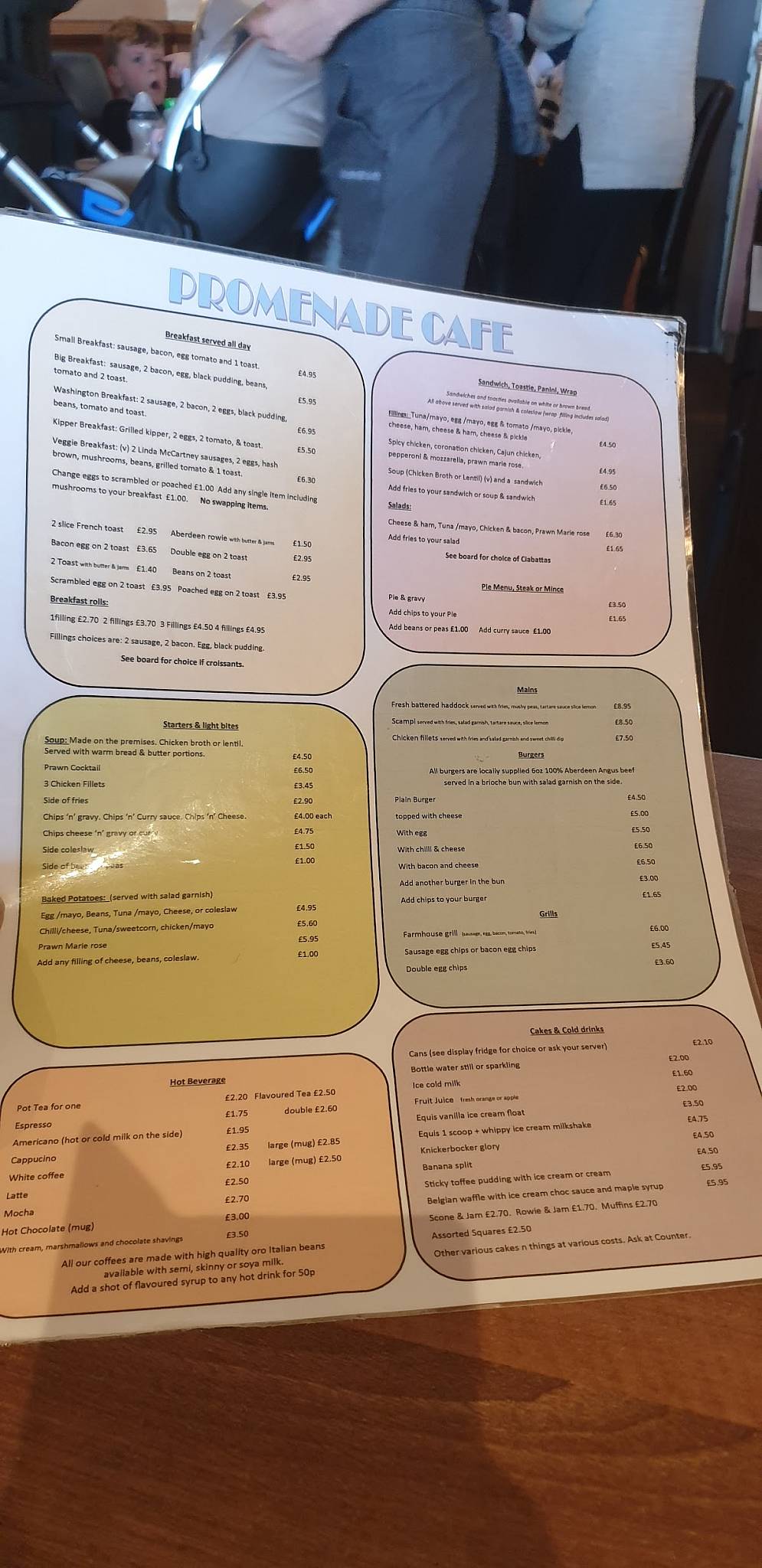 Menu at Promenade Café cafe, Aberdeen