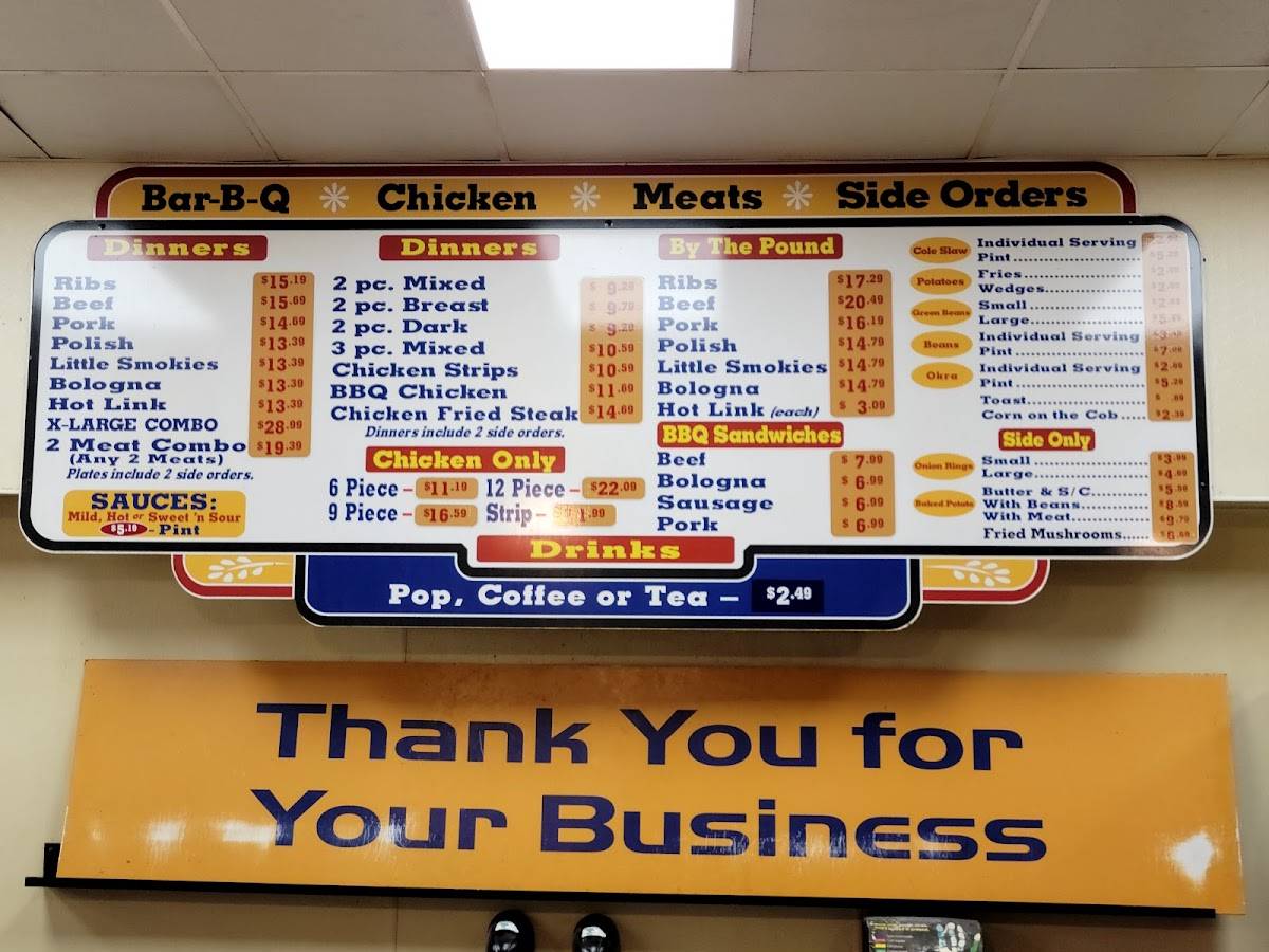 Menu at JL's Barbeque, Pryor, S Mill St