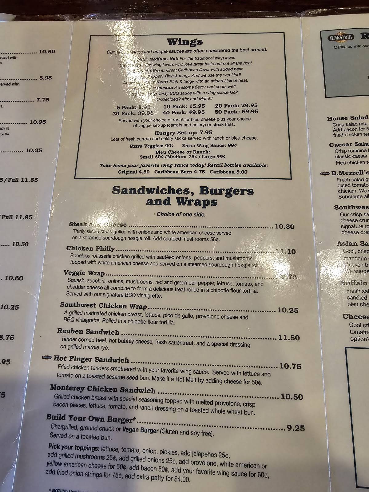 Menu at B.Merrell's pub & bar, Columbus, Veterans Pkwy