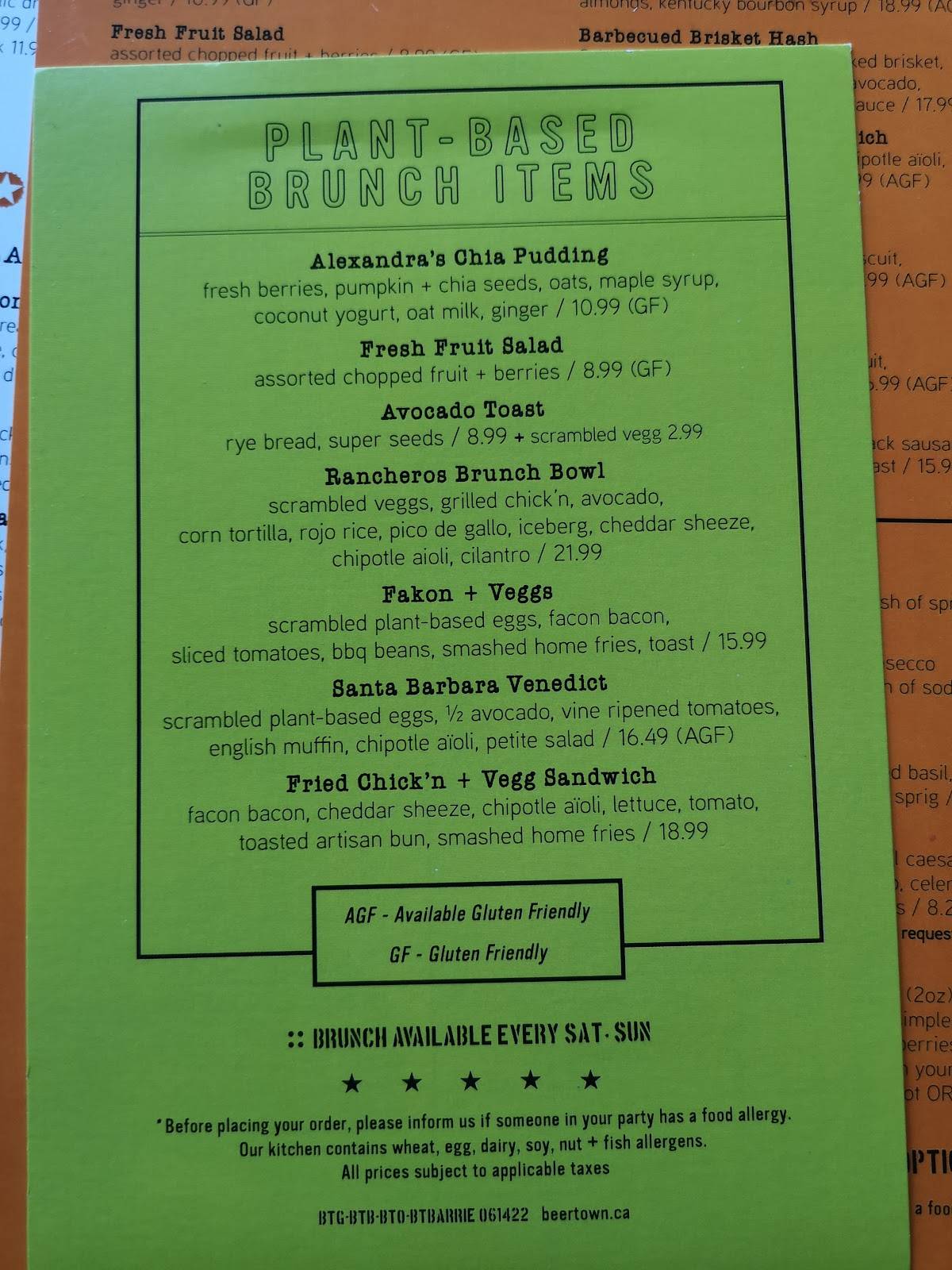 Menu at Beertown Public House Barrie, Barrie, 12 Fairview Rd Unit 5