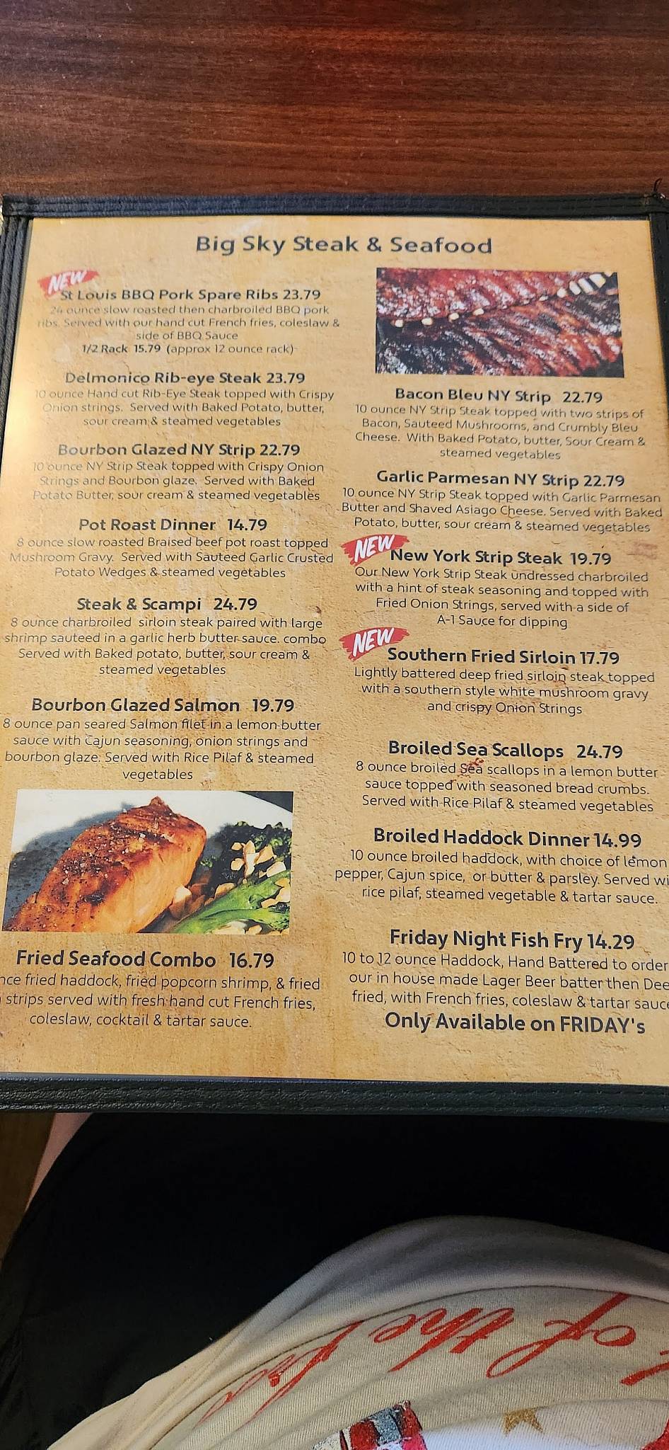 Menu at Big Sky Restaurant & Saloon, Dansville