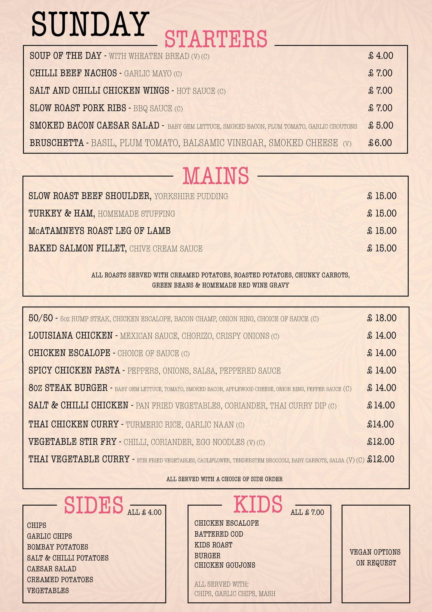 Menu at Blackbird pub & bar, Londonderry