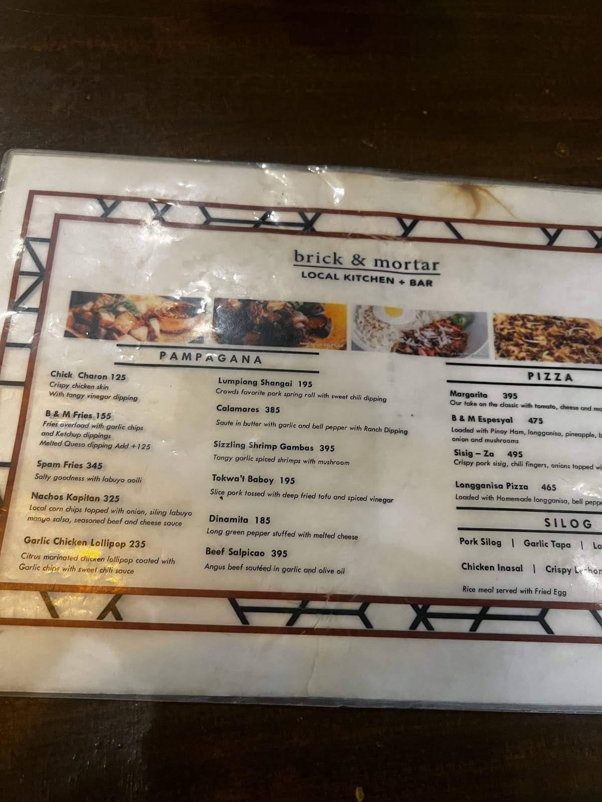 Menu at Brick and Mortar Local Kitchen & Bar, Taguig