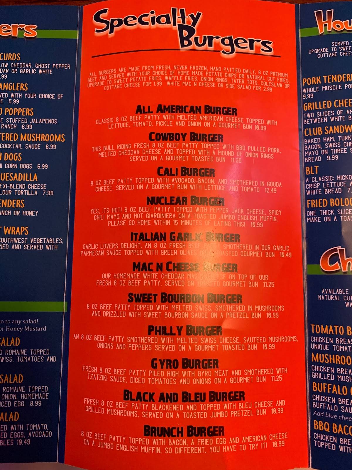 Menu at Burger Bar, Springfield