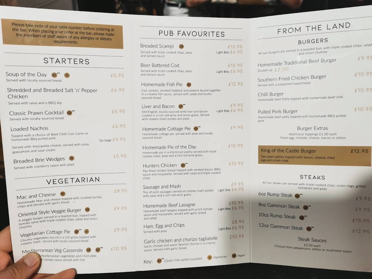 Menu at Castle Inn pub & bar, Newport