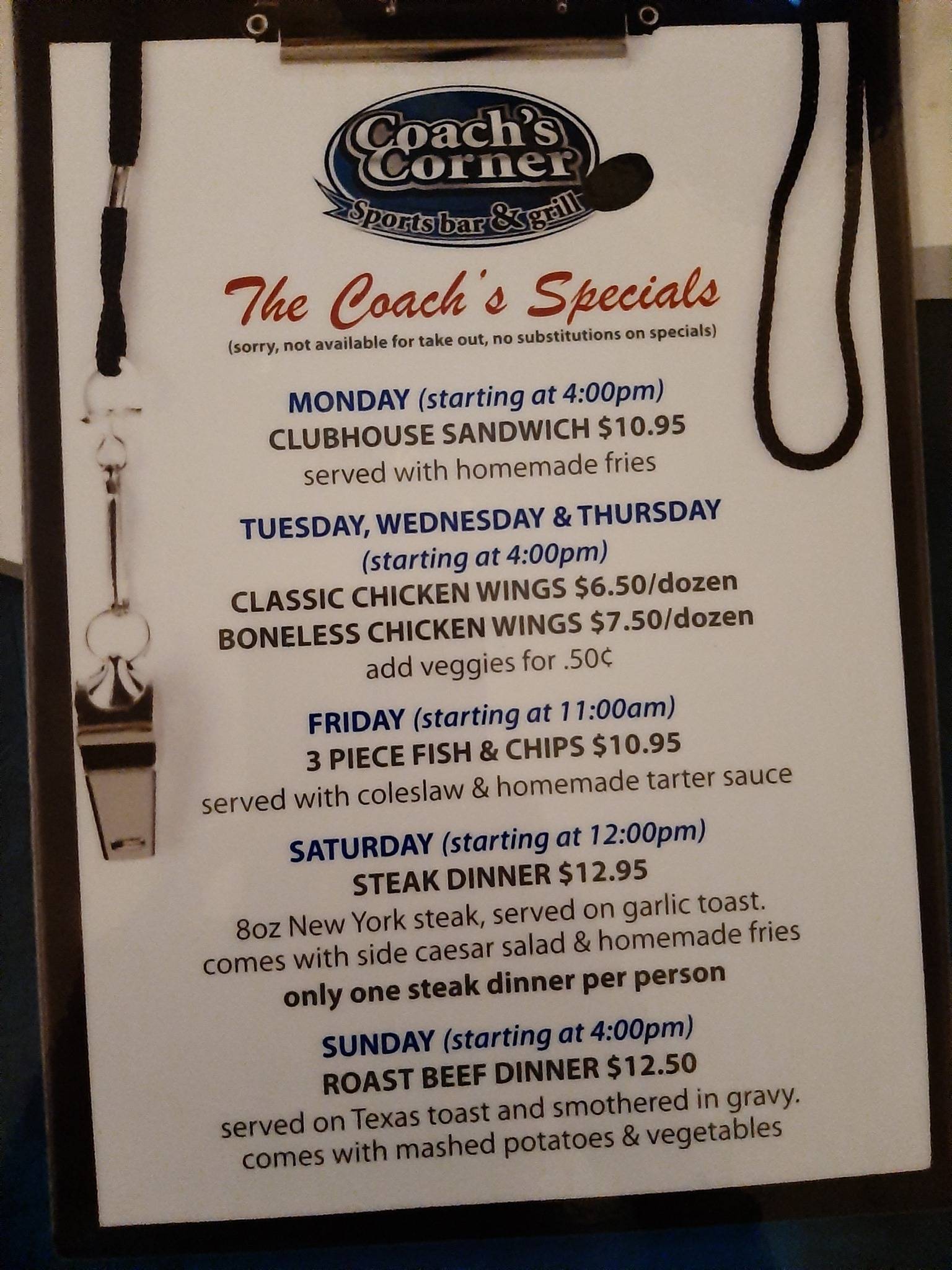 Menu at Coach's Corner Sports Bar &Grill, Morinville