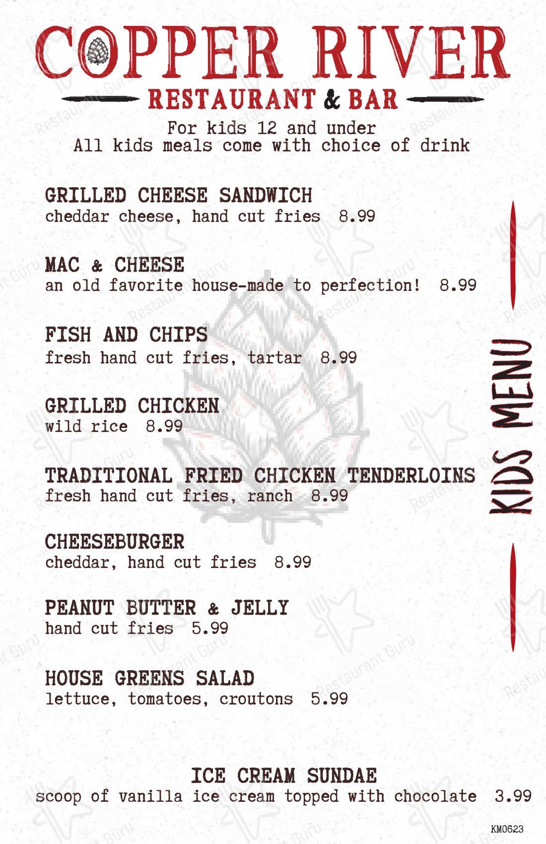 Menu at Copper River Restaurant & Bar, Hillsboro