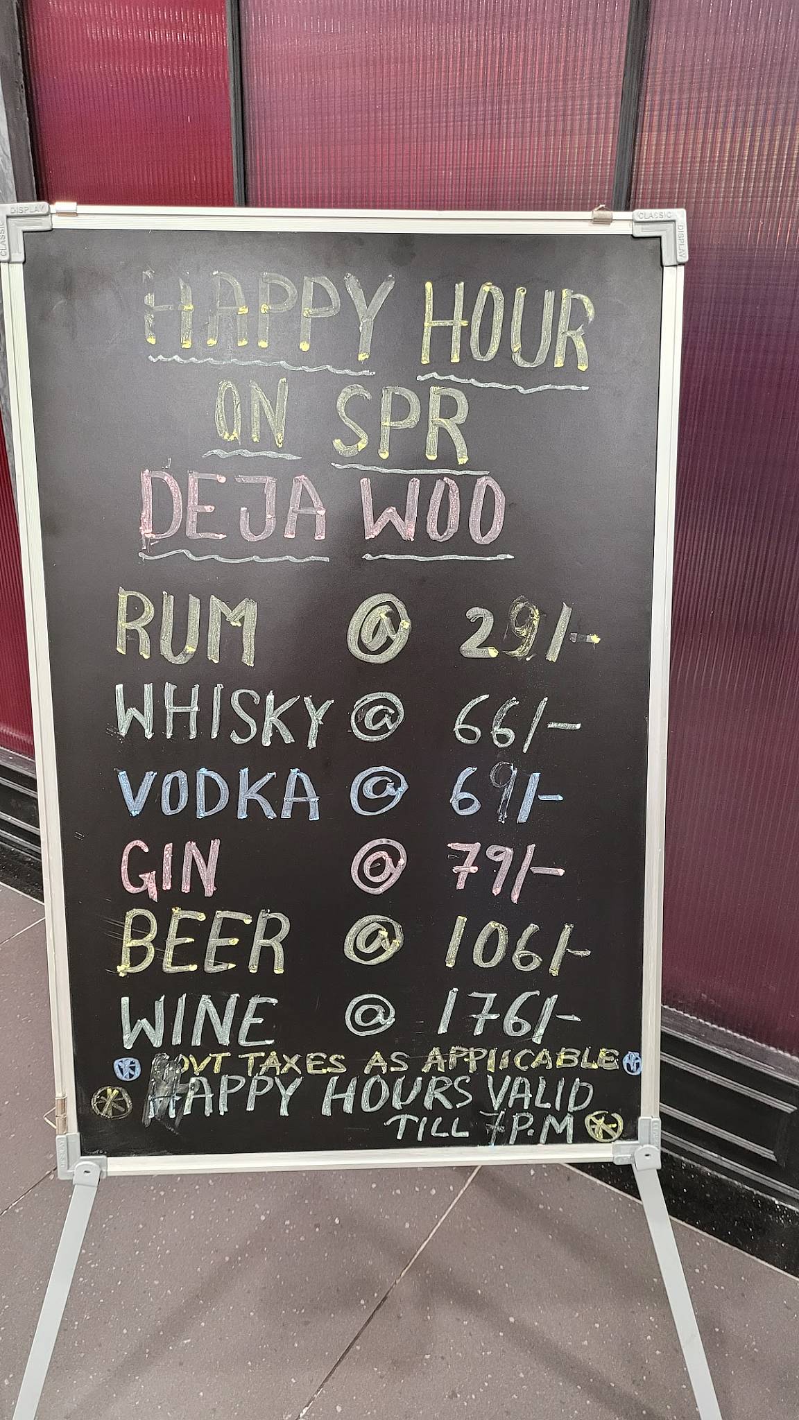 Menu at Deja Woo, Mumbai