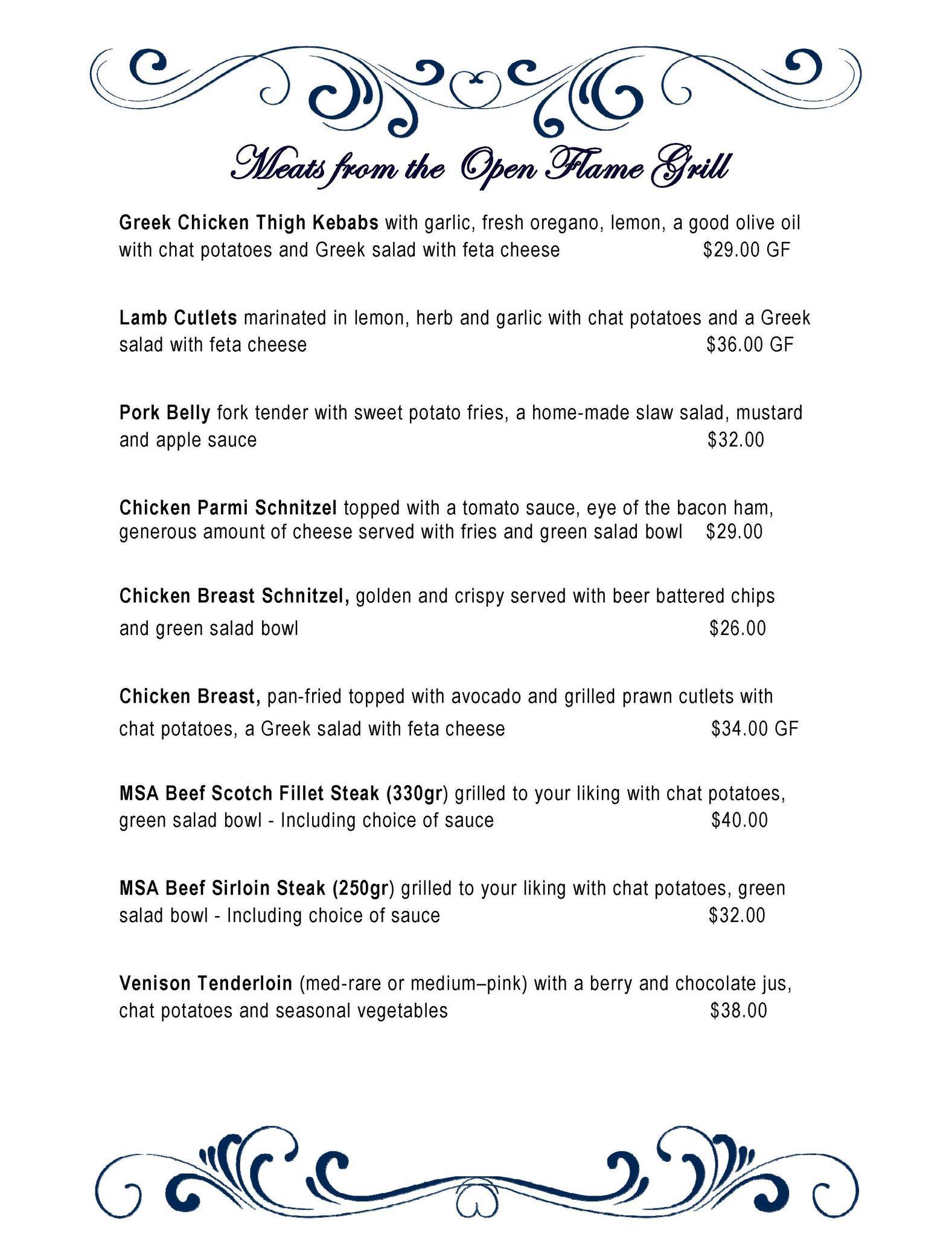 Menu at Dimitris Mediterranean Restaurant, Gladstone Central