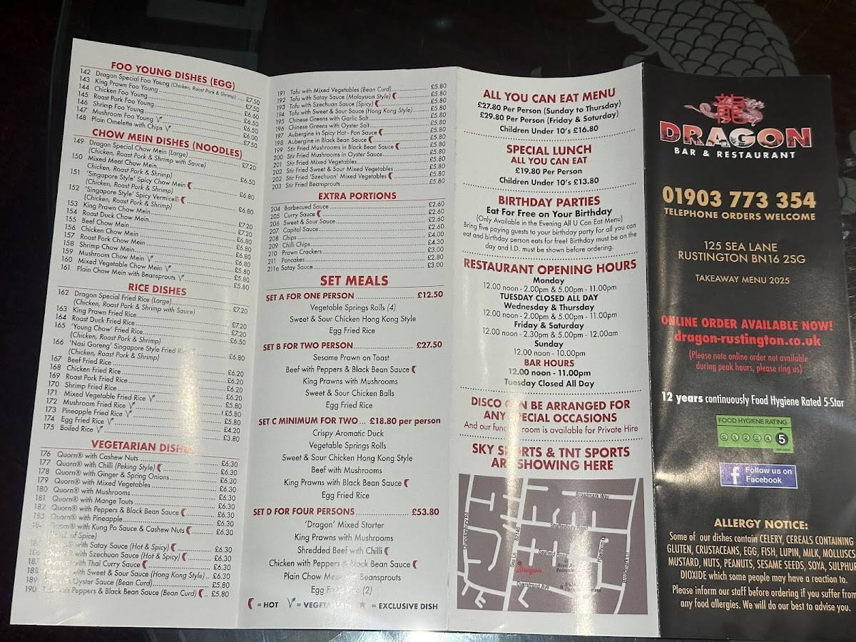Menu at Dragon pub & bar, Littlehampton, 125 Sea Ln