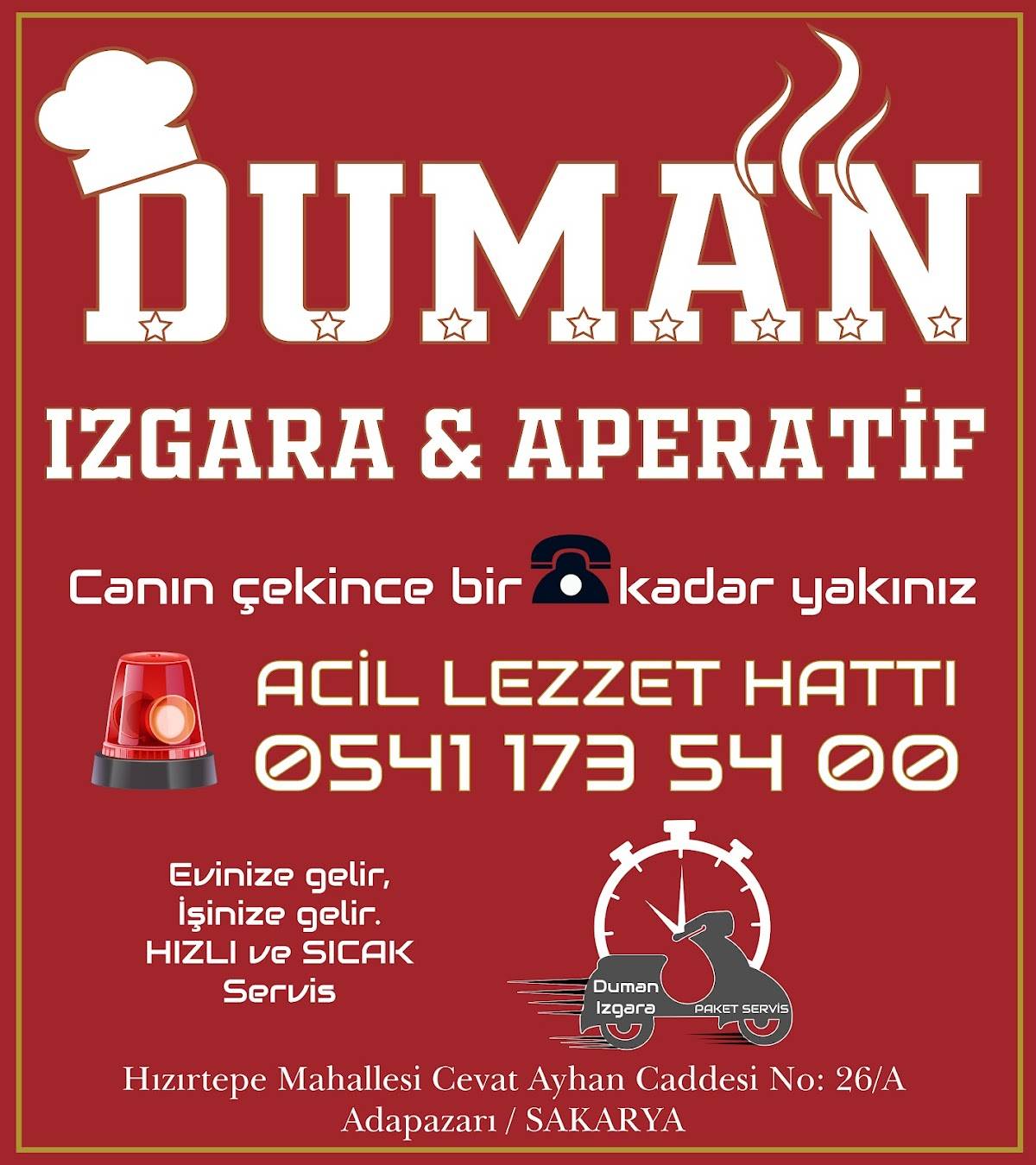 Menu at Duman Izgara Aperatif, Sakarya
