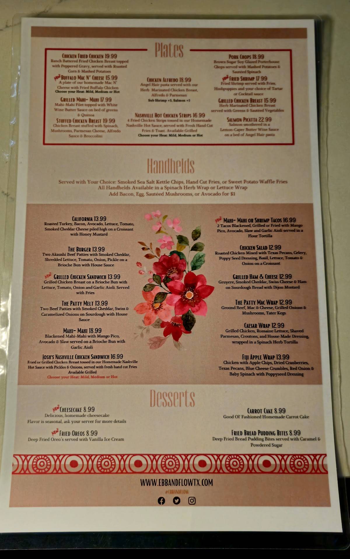Menu at Ebb & Flow pub & bar, Plano