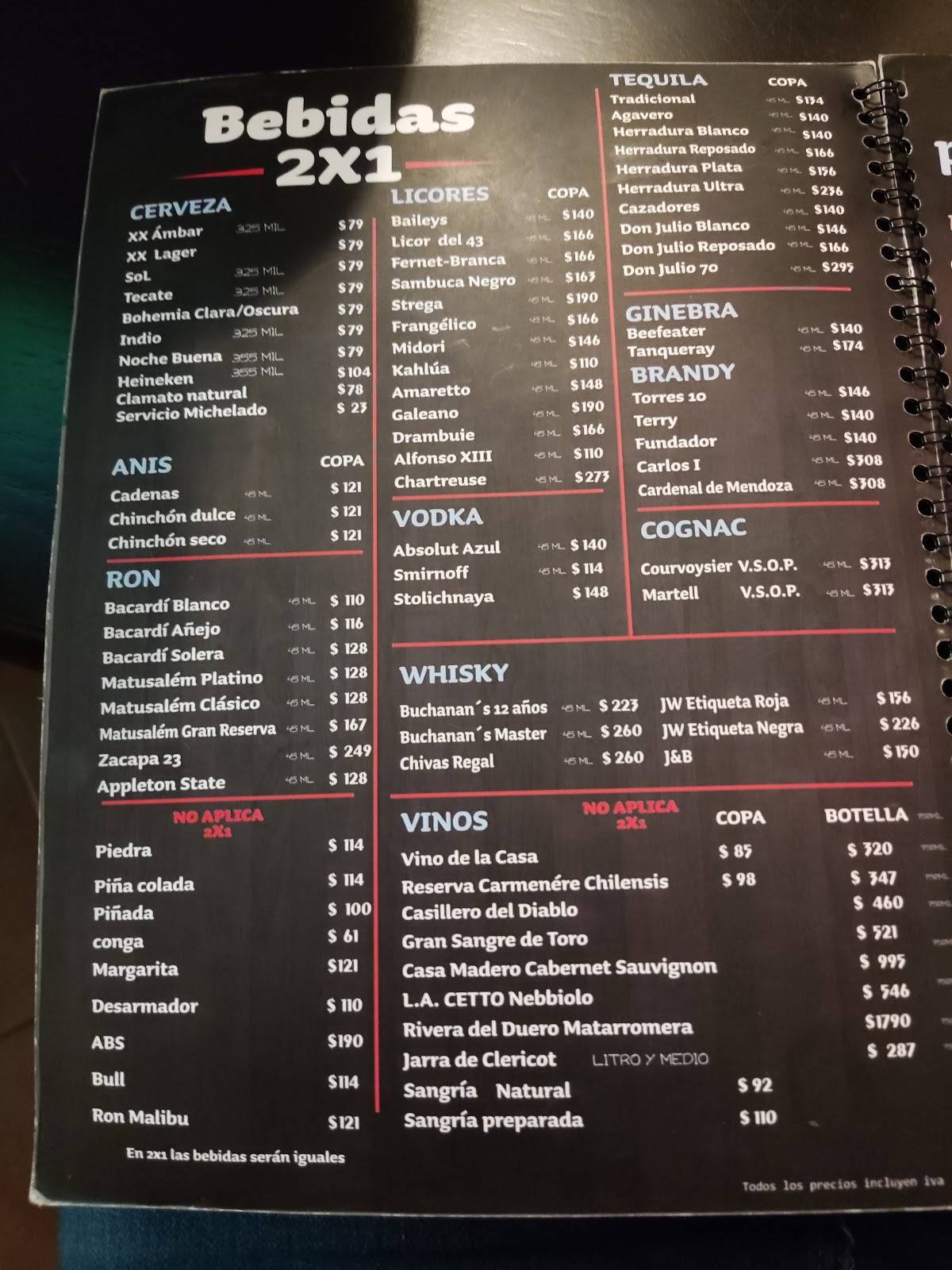 Menu at El Tesoro de Sonora pub & bar, Mexico, Ignacio Allende 35