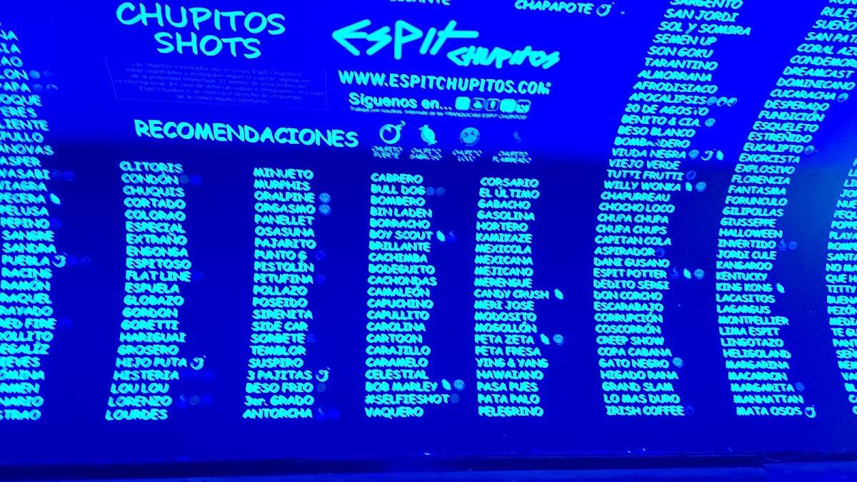 Menu at Espit Chupitos pub & bar, Barcelona, Pg. de Colom