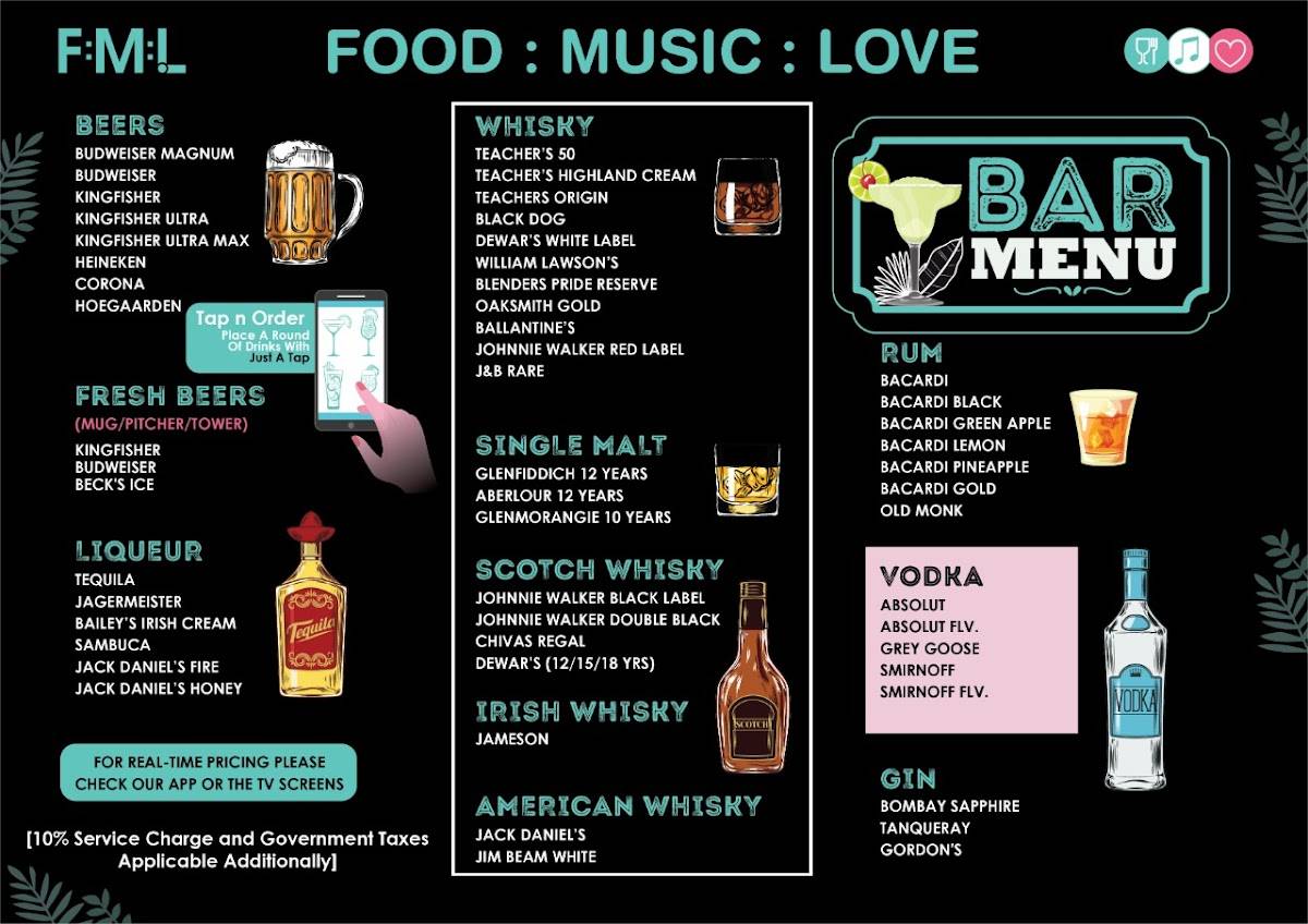 Menu at FML - Food Music Love (Magarpatta), Pune, Second Floor