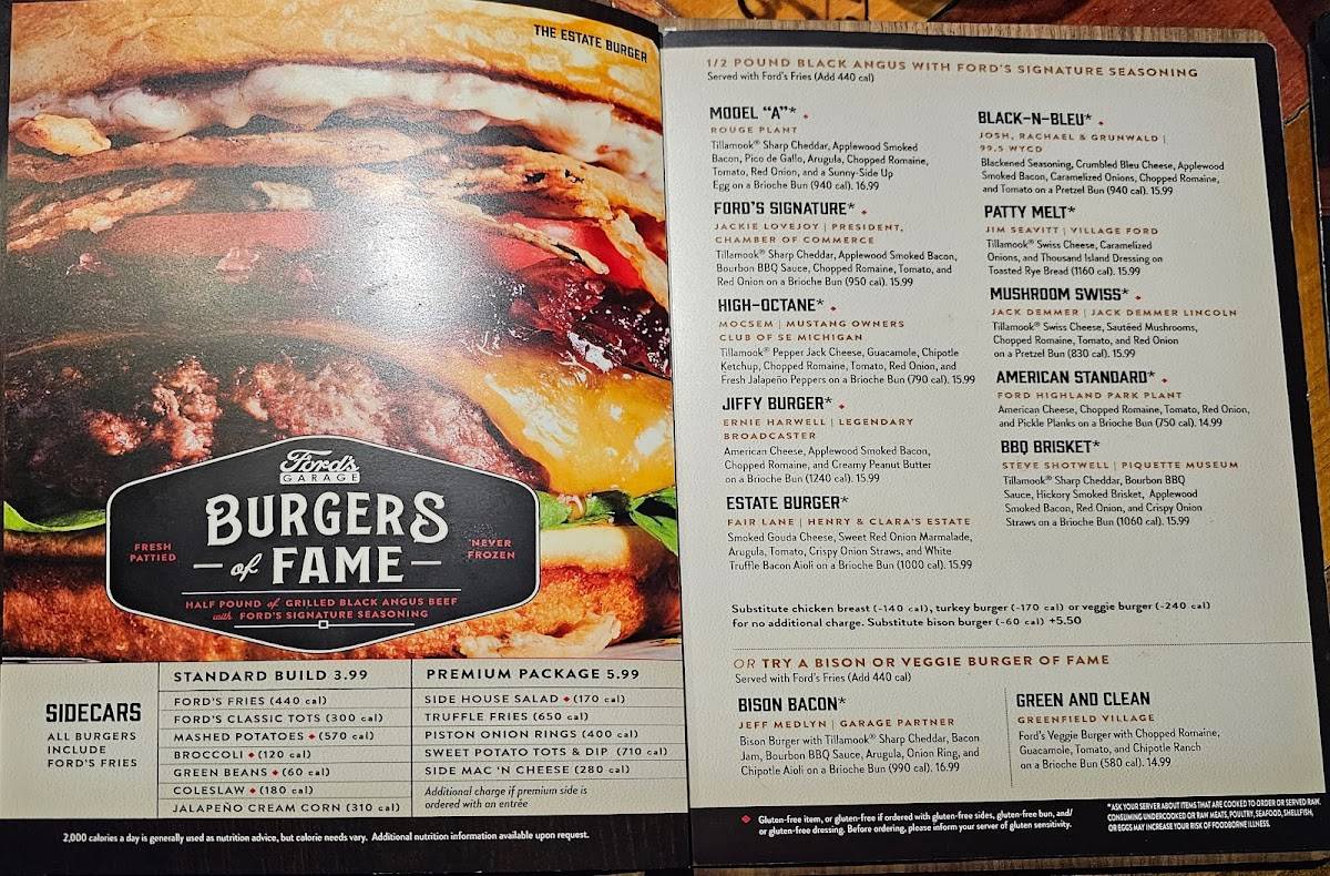 Menu at Ford's Garage Dearborn pub & bar, Dearborn