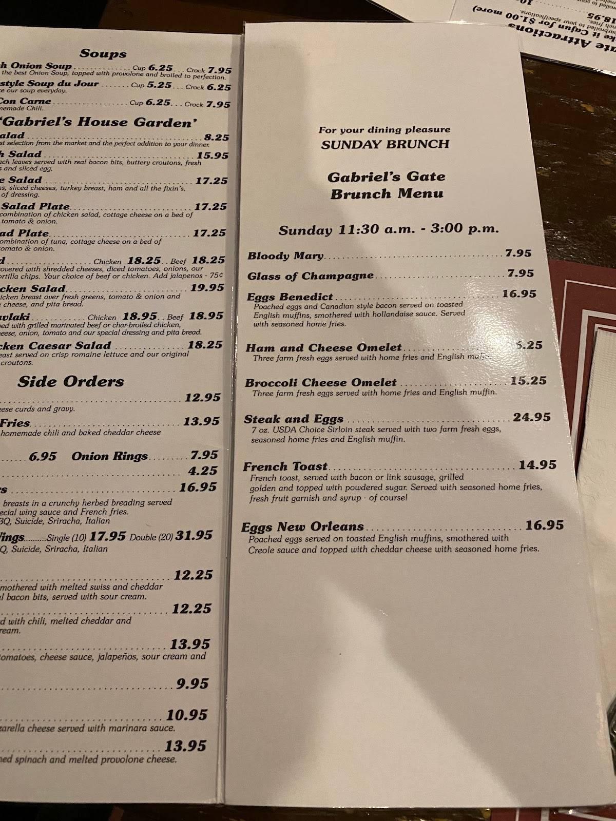 Menu at Gabriel's Gate pub & bar, Buffalo