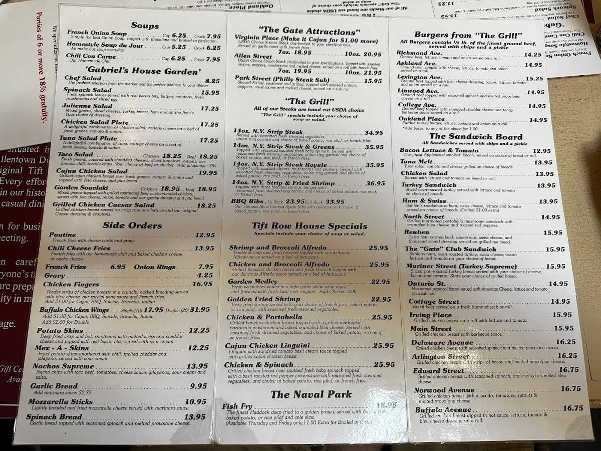 Menu at Gabriel's Gate pub & bar, Buffalo