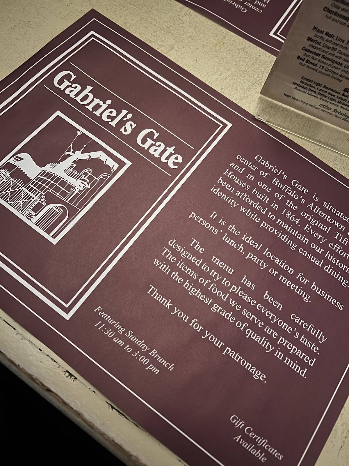 Menu at Gabriel's Gate pub & bar, Buffalo
