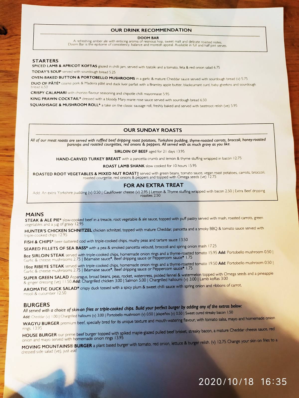 Menu at Groes Wen Inn Penhow Newport pub & bar, Langstone