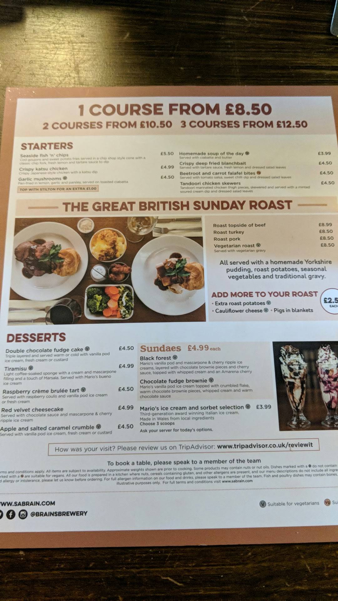 Menu at Hanbury Arms pub & bar, Newport
