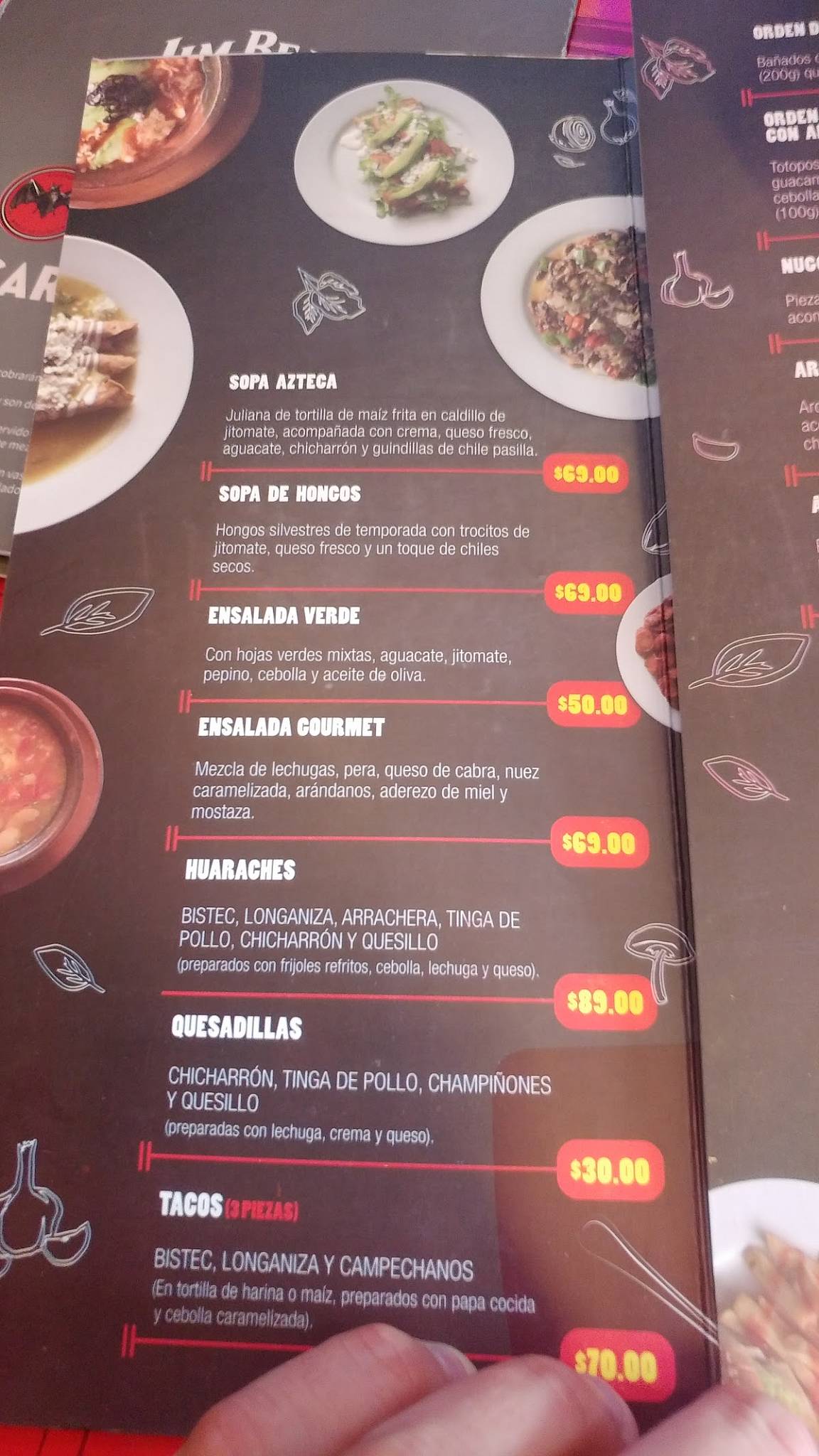 Carta del pub y bar El jaibol Insurgentes San Ángel, Ciudad del México