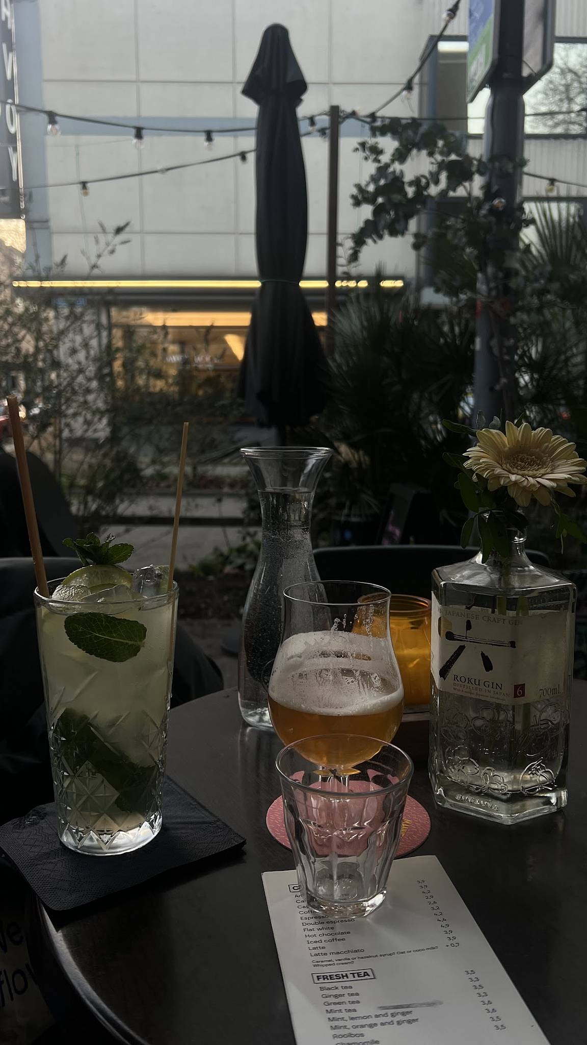 Menu at Jigger, Rotterdam