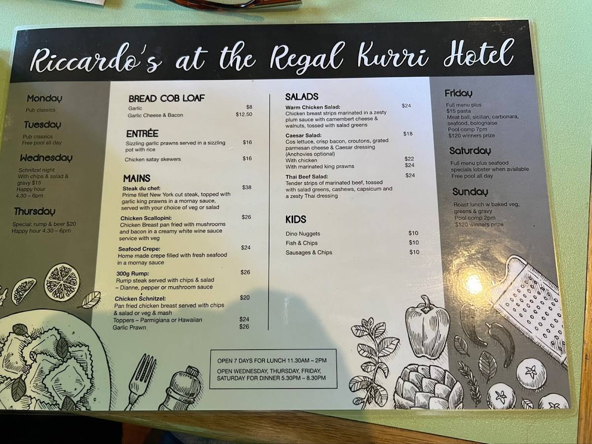 Menu at Kurri Kurri Hotel pub & bar, Kurri Kurri