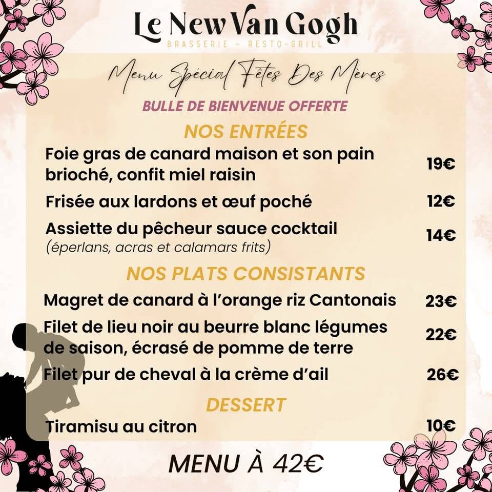 Menu at Le New Van Gogh, Boussu